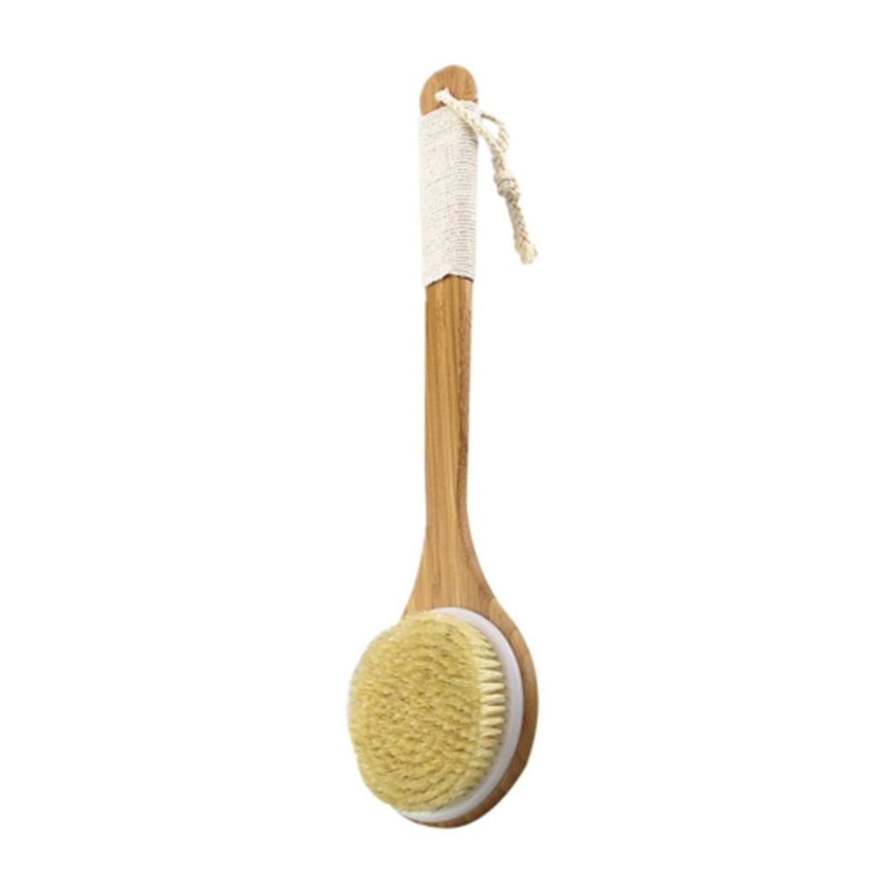 Curved Shower Handled Back Brush,15.7Inch Long Handle Bamboo Stiff ...