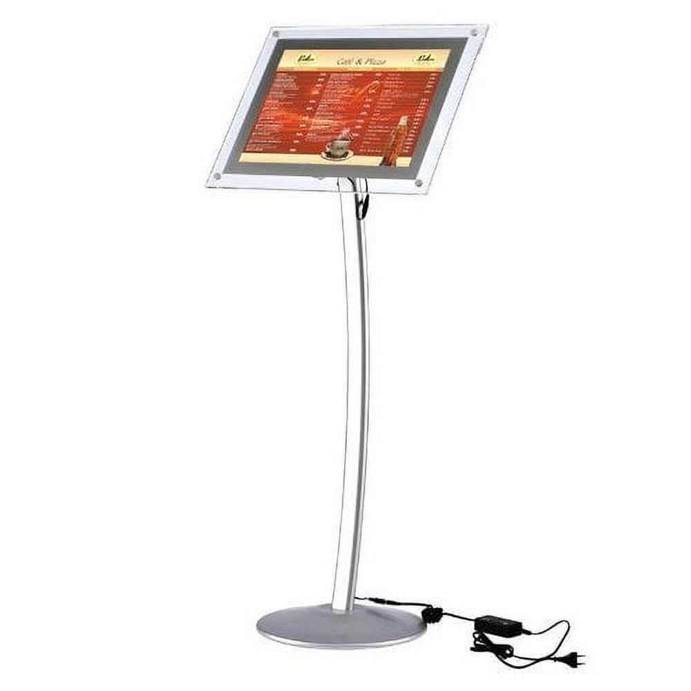 Curved Sign Holder with Acryled 8.5" x 11" Poster Size Silver ...