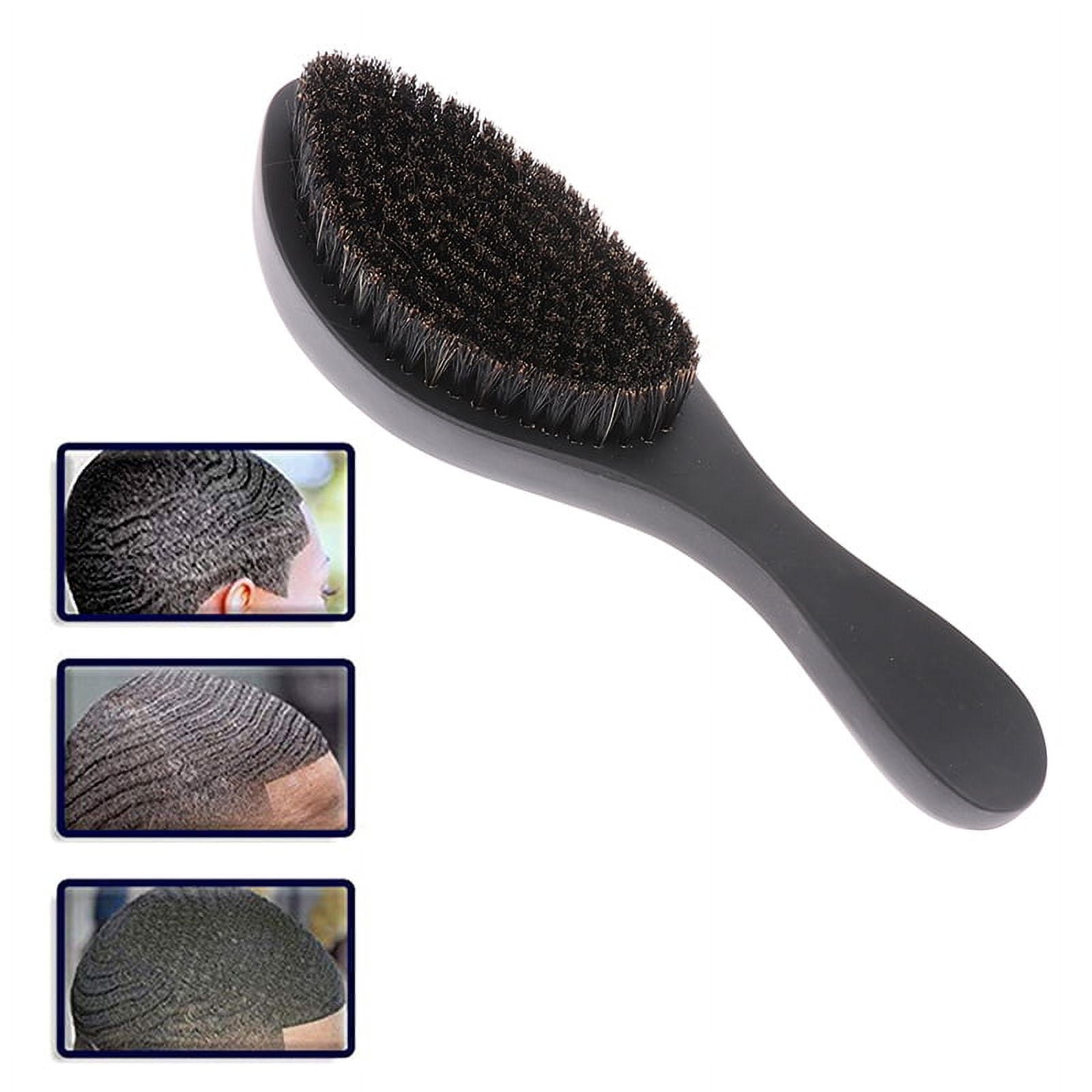 Curved Soft Boar Bristle Wave Hair Brush Wooden Handle Premium Magic ...