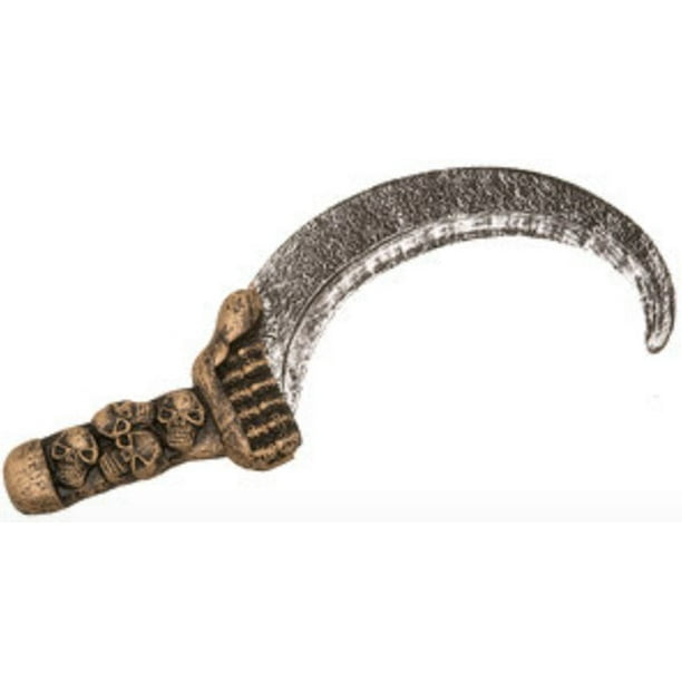 Curved Sword Sickle - Plastic - 16" - Skull Handle - Costume Accessory ...