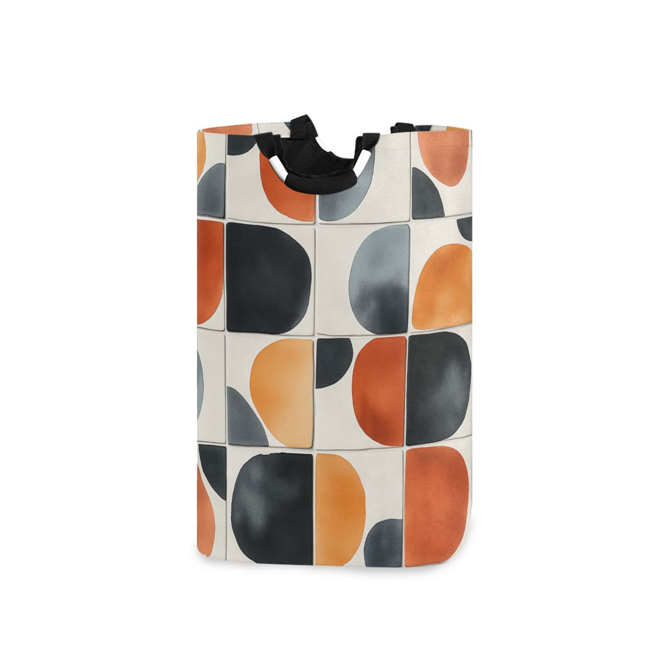 Curved Tile Patterns Laundry Basket with Handles 50L Collapsible ...