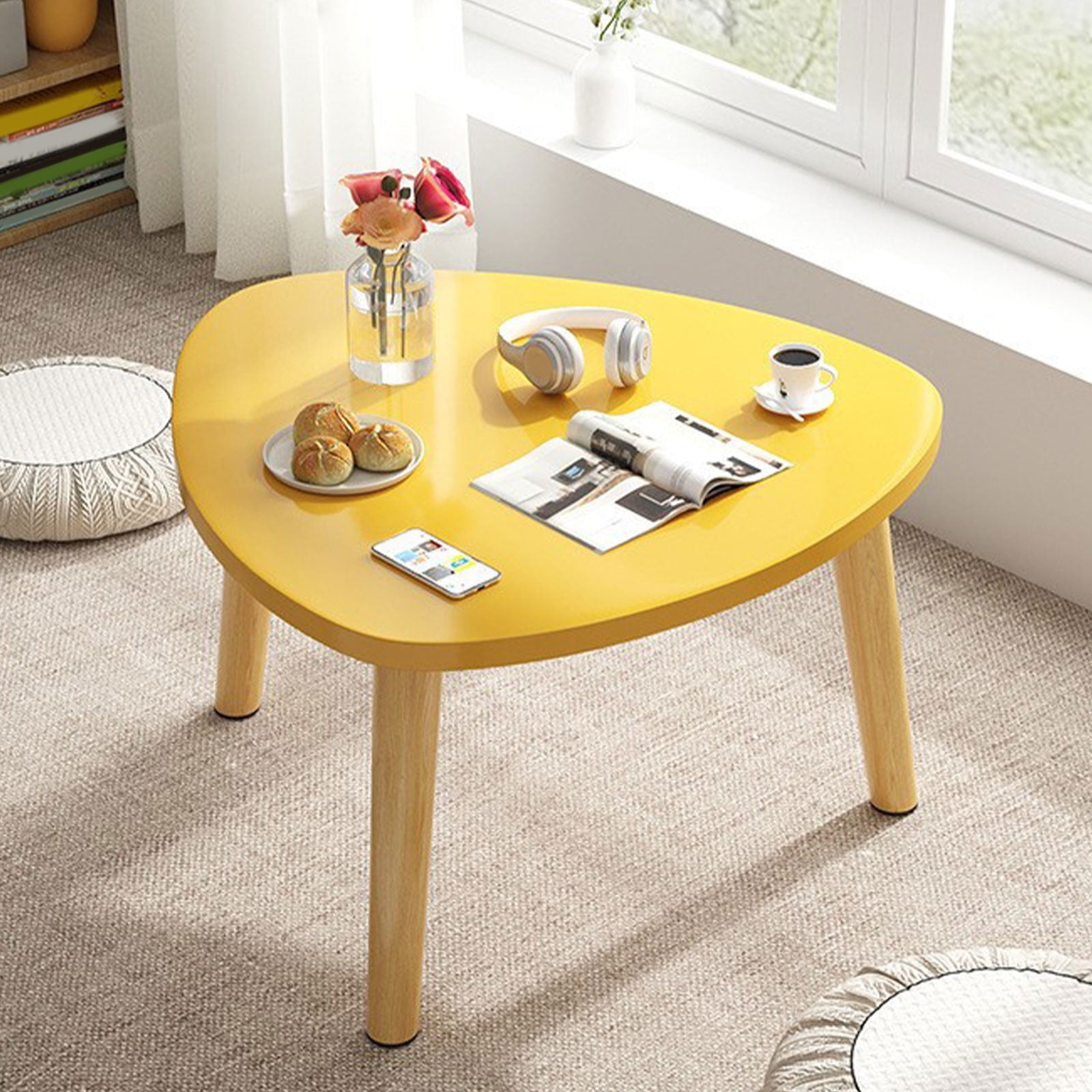 Curved Triangular Coffee Table for Balcony Tea, Bedroom Floor ...