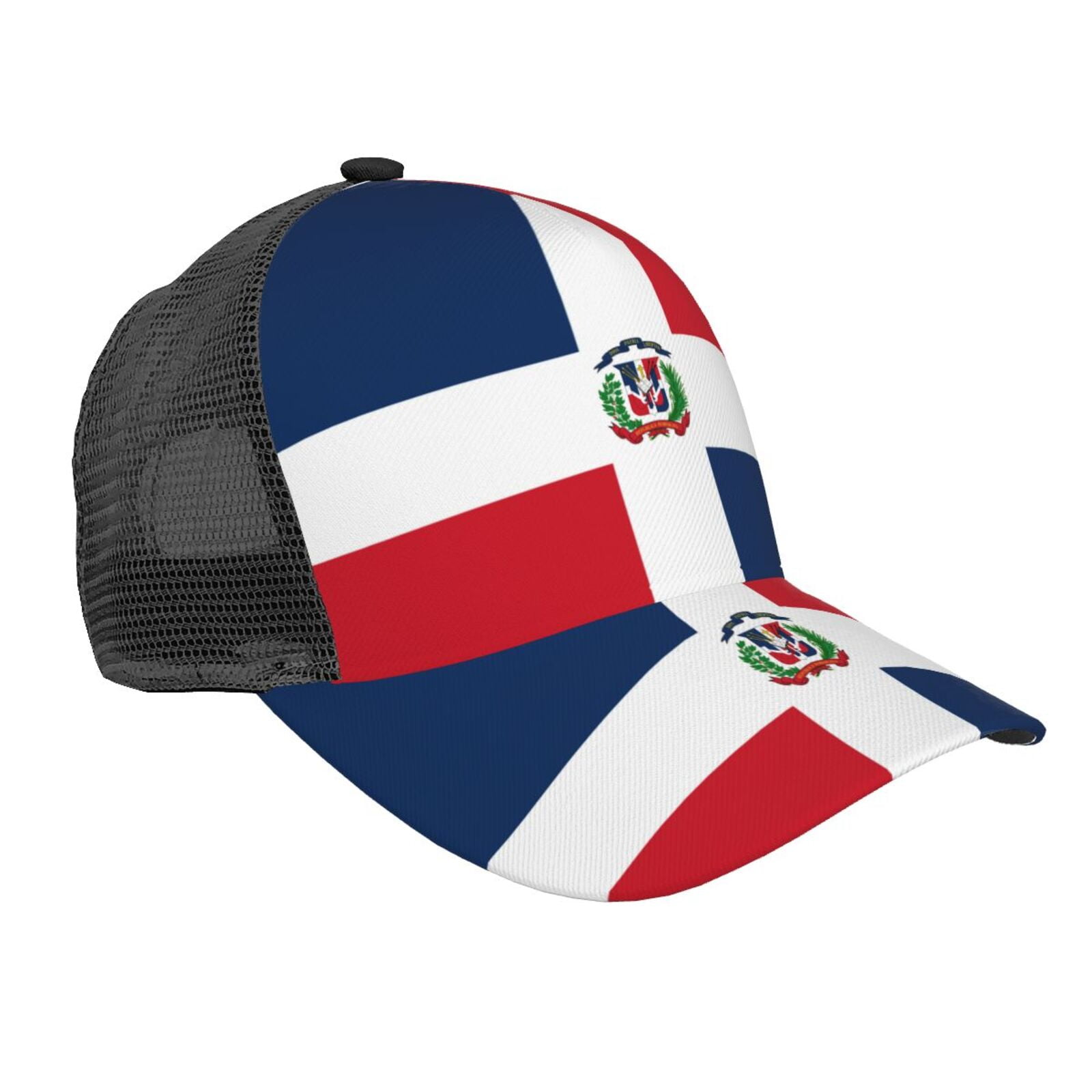 Curved Trucker Hat Flag Of The Dominican Republic Adjustable Mesh Back ...