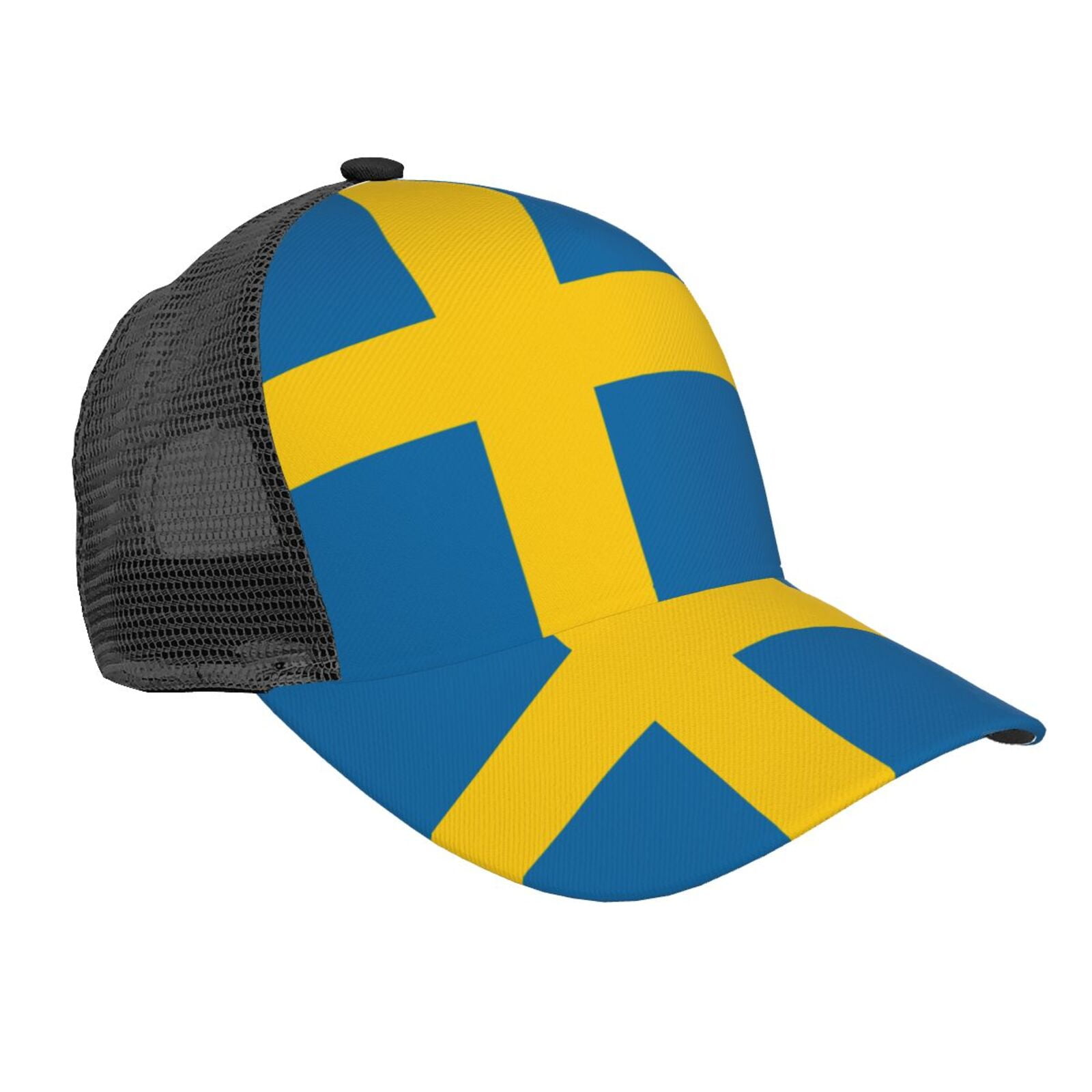 Curved Trucker Hat Swedish Flag Adjustable Mesh Back Baseball Snapback ...