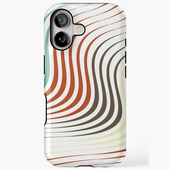 Curved Wave Lines Pattern Minimalist iPhone Case 17 16 15 14 13 12 11 ...
