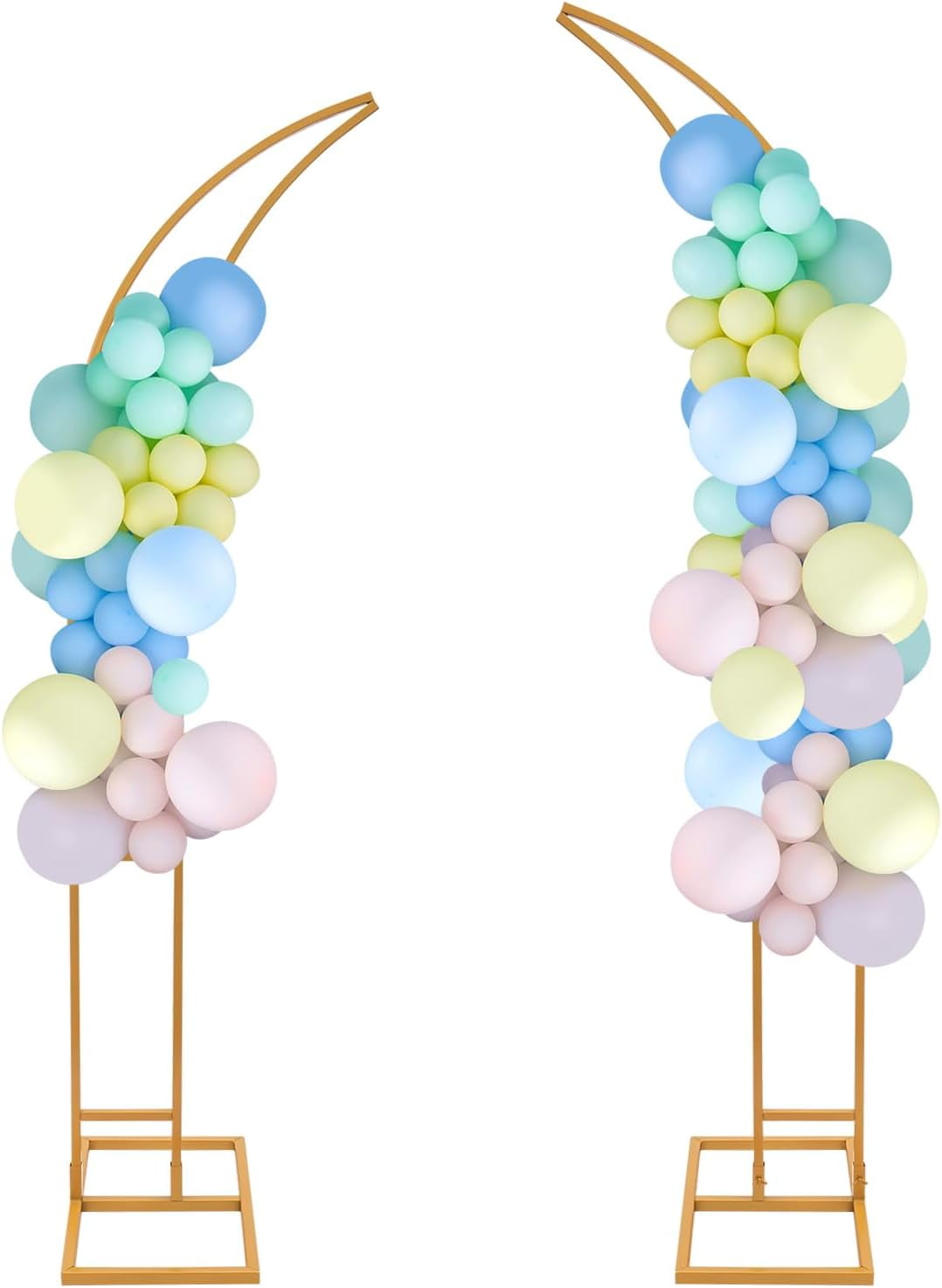 Curved Wedding Arch Backdrop Stand, 2 PCS Half Moon Metal Arch Stand ...