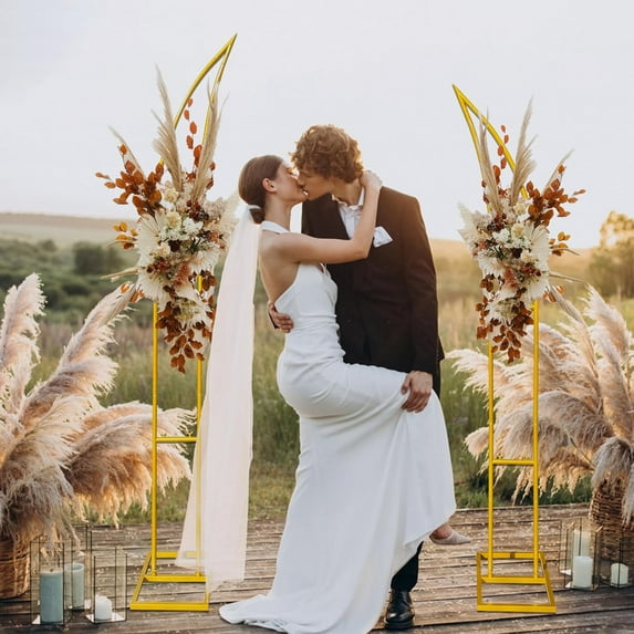Curved Wedding Arch Backdrop Stand Set of 2, Large Balloon Arch with ...