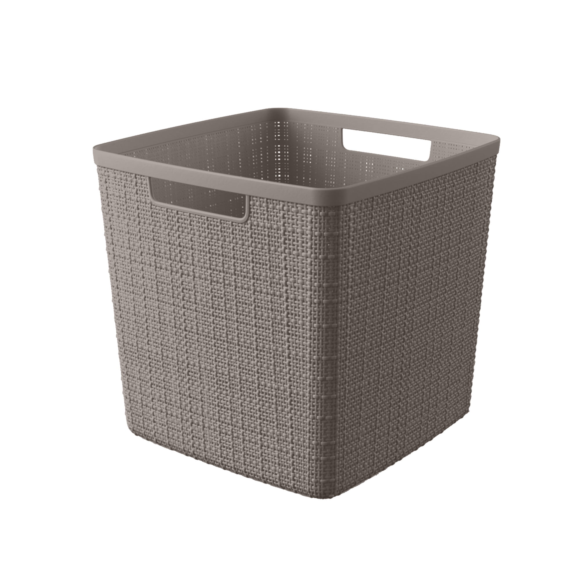 Curver Jute 11in Cube Basket Resin Plastic Storage Bin Woven Organizer ...