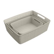 Curver Jute Basket Medium, Resin Plastic Storage Bin, Cool Grey, 4 Pack ...