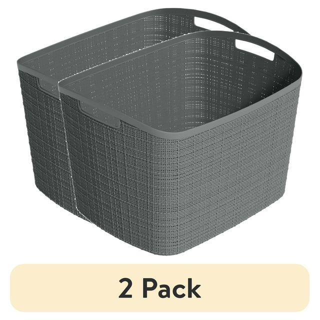 (2 pack) Curver Jute Extra Large Durable Resin Organization and Storage ...