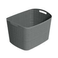 Curver Jute Basket Medium, Resin Plastic Storage Bin, Cool Grey, 4 Pack ...