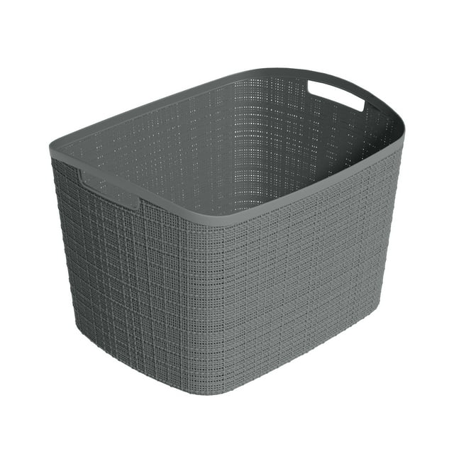 Curver Jute Extra Large Grey Plastic Storage Basket - Walmart.com