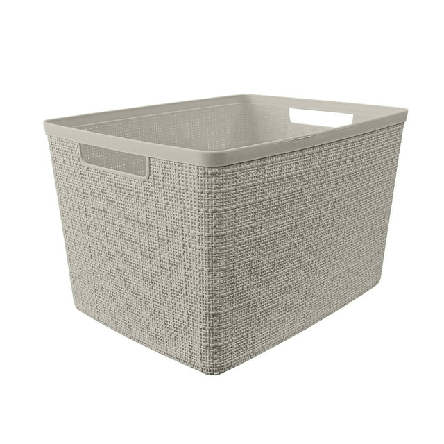 Curver Jute Large Beige Plastic Storage Basket - Walmart.com