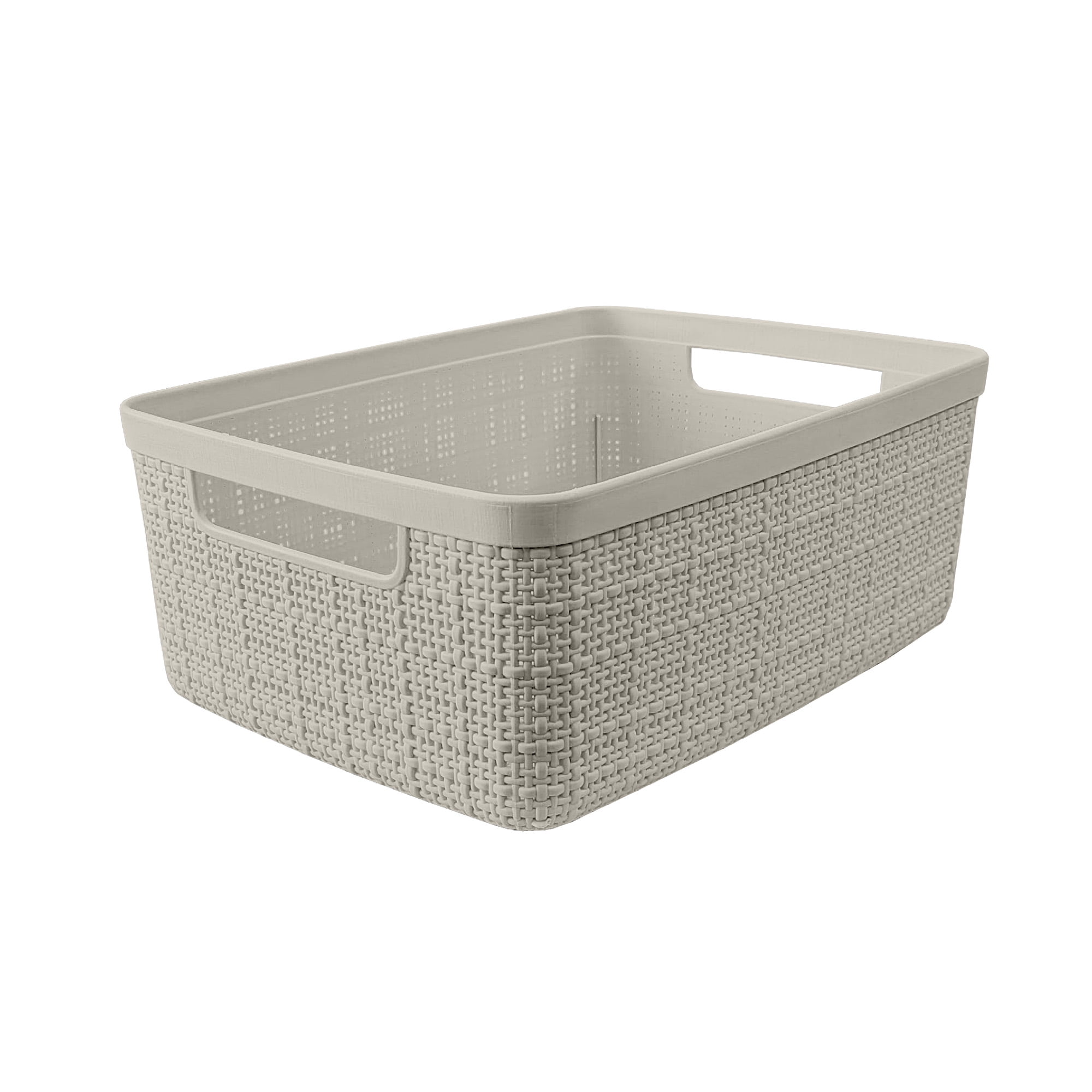 Curver Jute Small Beige Plastic Decorative Storage Basket, 10.6 in x 7. ...