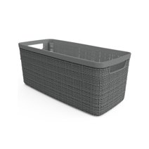 Curver Jute Small Basket, Resin Plastic Storage Bin, Grey Flannel, 4 ...