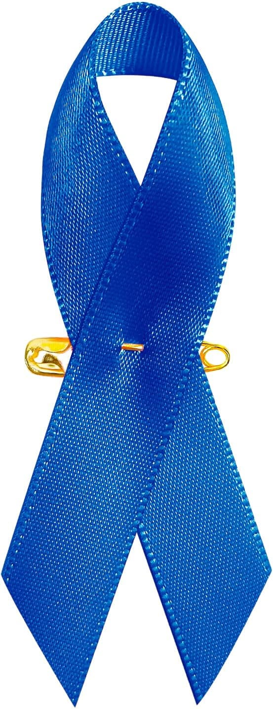 Curvier 100PCS Blue Satin Awareness Ribbons Lapel Pins Diabetes ...