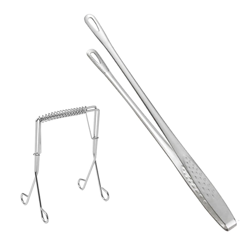 Curvilinear Rustless Grilling Tongs 2 Part Set Not Slip Cooking ...