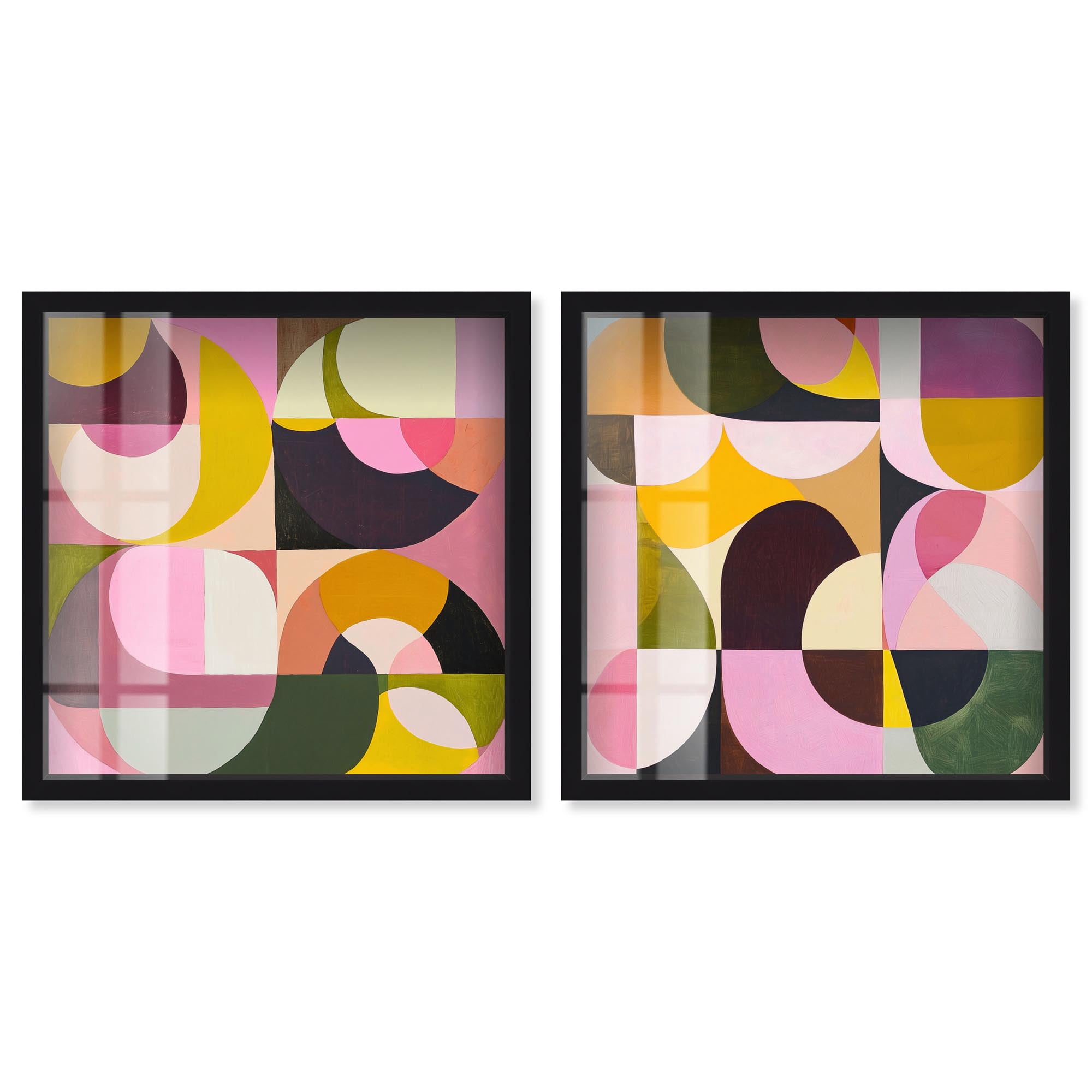 Curvilinear Structures I & II Shadowbox Print Colorful Wall Decor Set ...