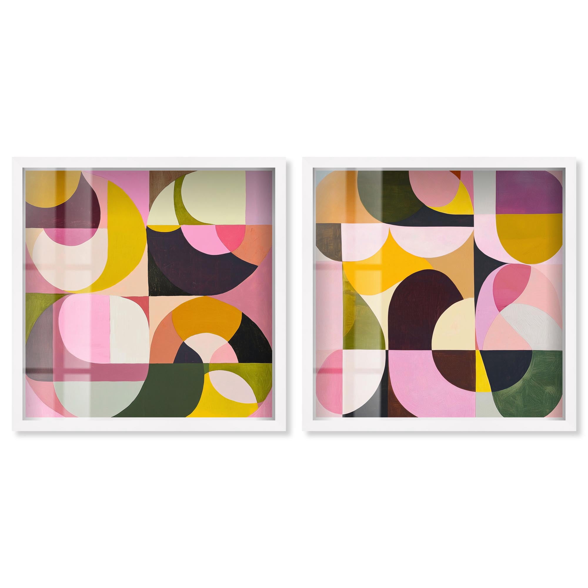 Curvilinear Structures I & II Shadowbox Print Colorful Wall Decor Set ...