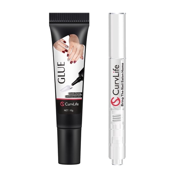 Curvlife Nail Glue Gel Kit – 10g Quick-Dry Semi-Solid Adhesive & 5ml ...