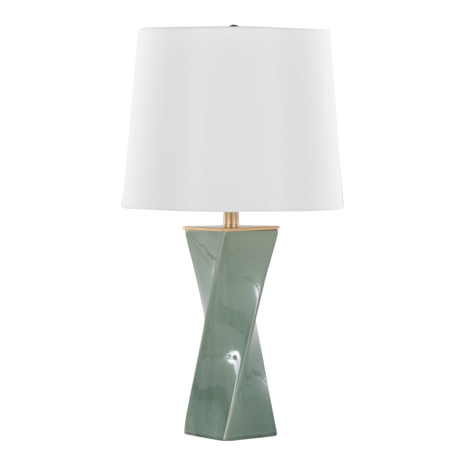 Curvo Square 27” Ceramic Table Lamp Sage Green Gold Metal White Linen ...