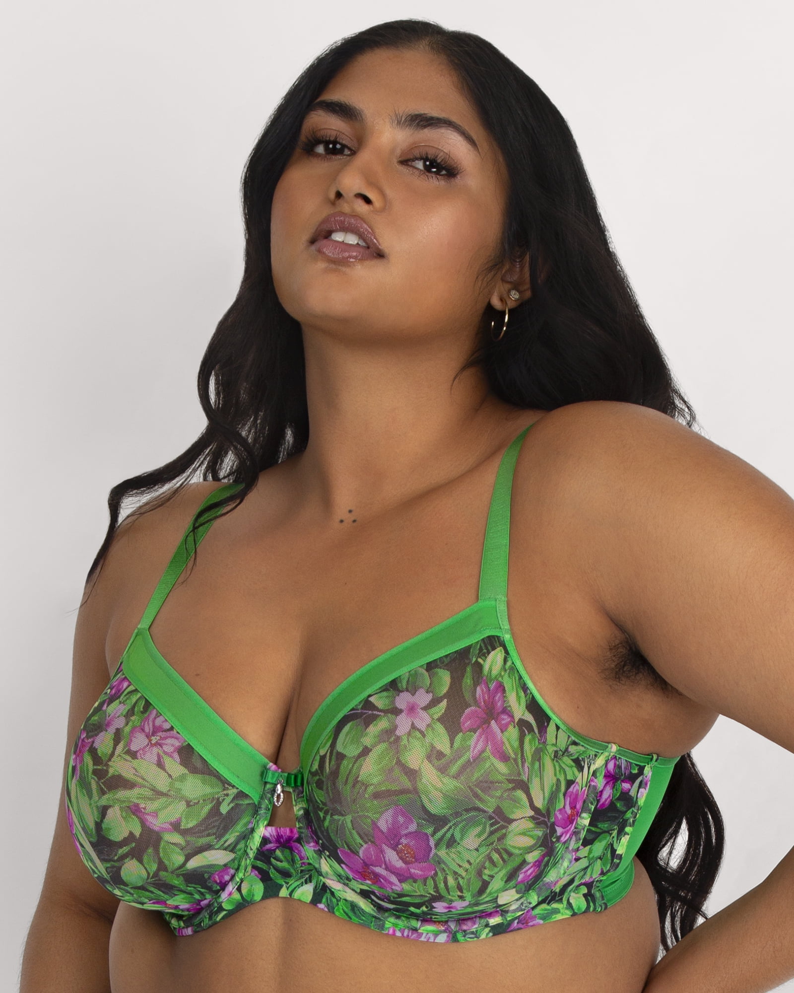 Curvy Couture Womens Plus Size Sheer Mesh Full Coverage Unlined