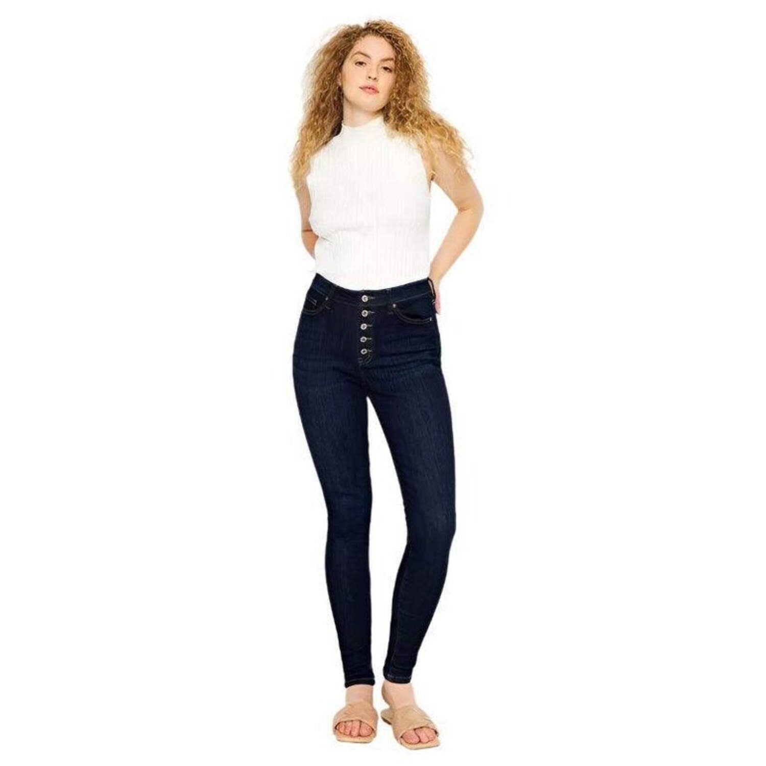Curvy Fit High Rise Super Skinny Jeans - Walmart.com