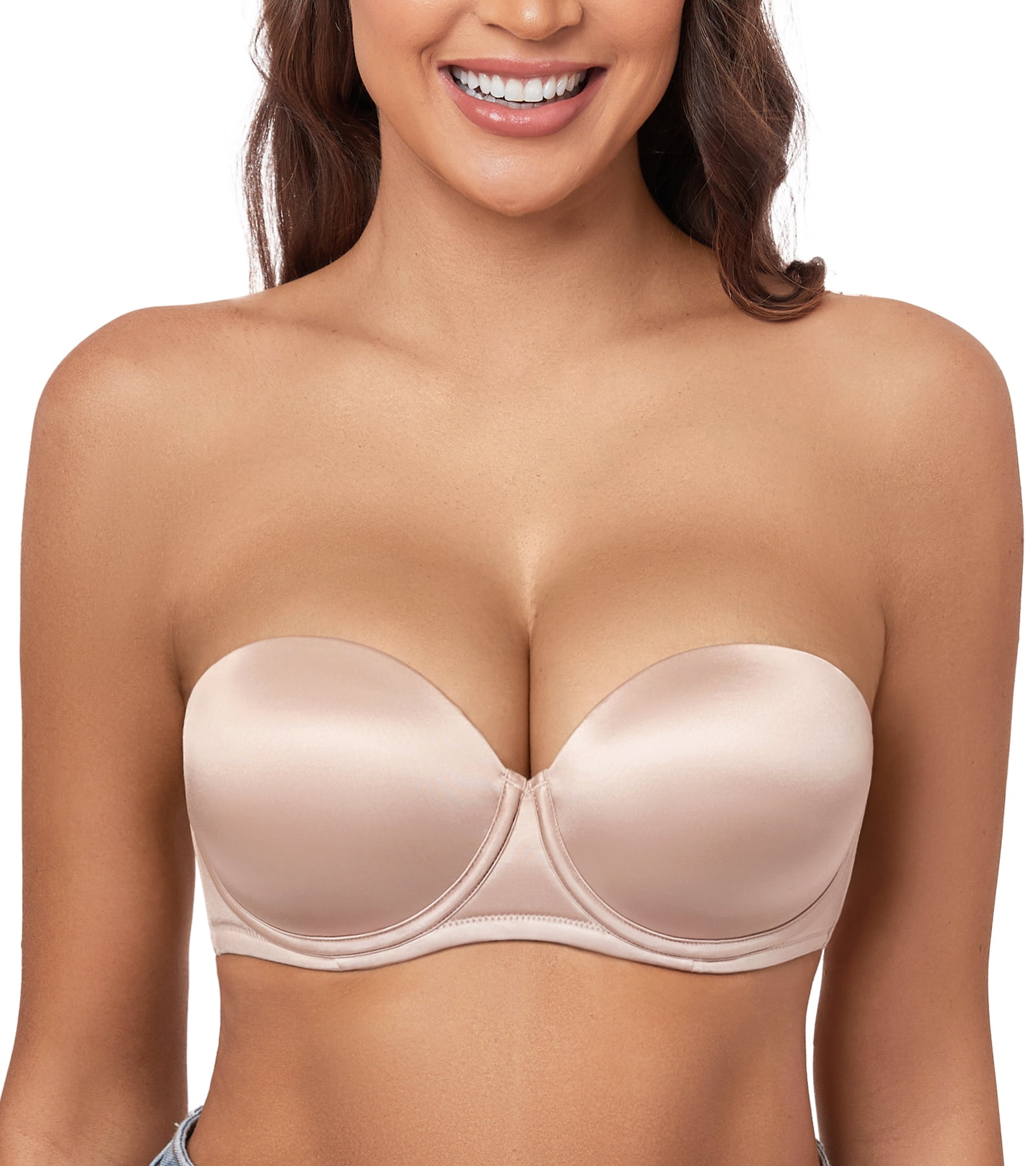 Curyon Women's Thick Padded Push Up Strapless Bra Underwire Convertible,34C - Walmart.com