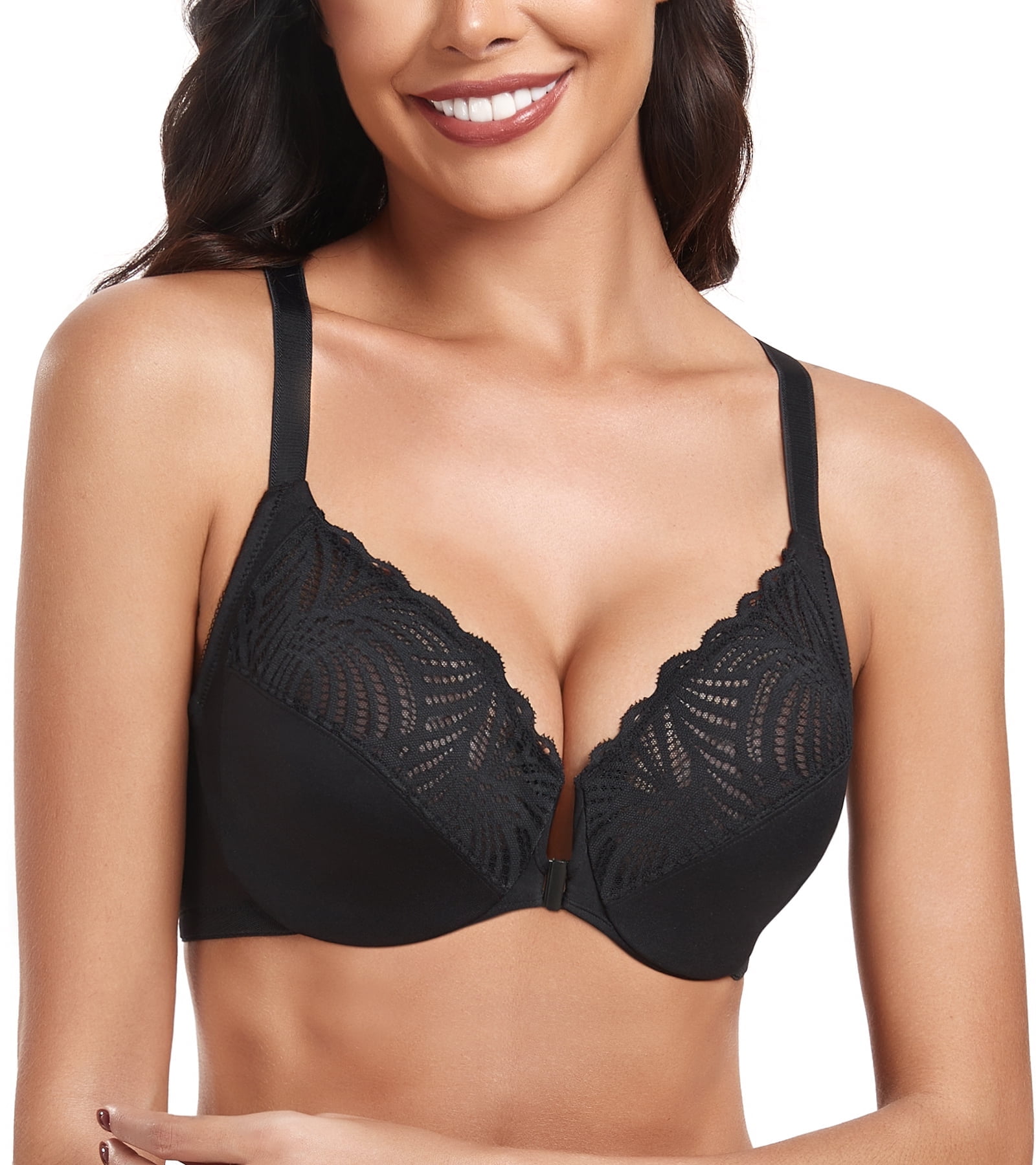 Curyon Women's Front Close Bra Racerback Underwire Unpadded Plus Size Bras,46D - Walmart.com