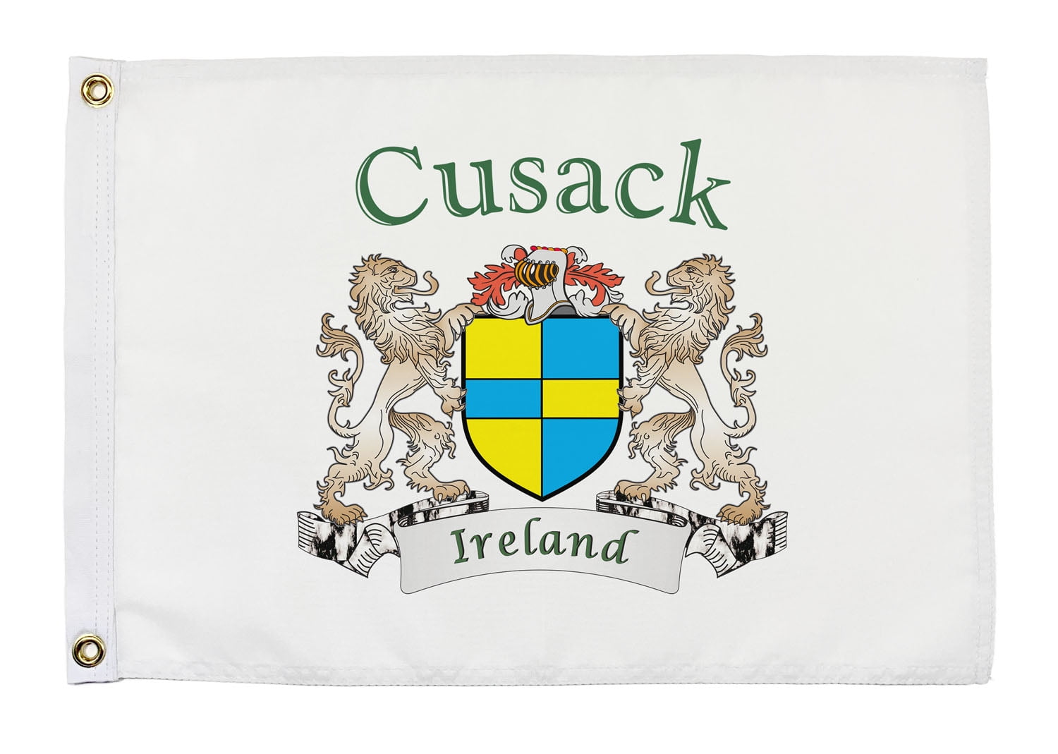Cusack Irish Coat of Arms Small White Flag - 16"x10.5" inches - Walmart.com