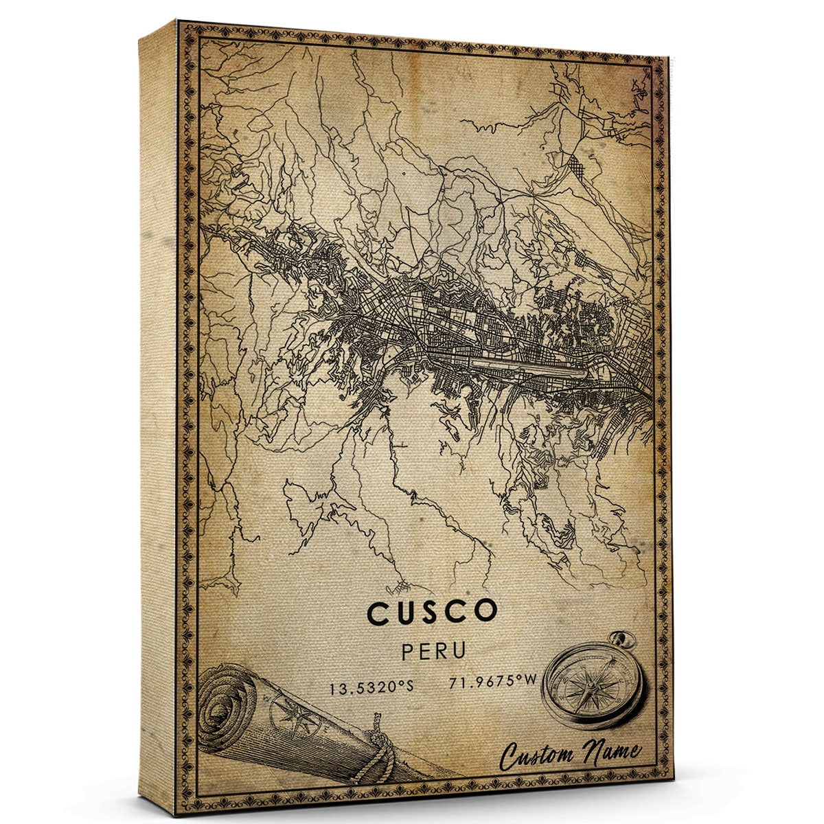 Cusco Map Poster, Peru Map Art Poster, Canvas, Cusco Map City vintage ...