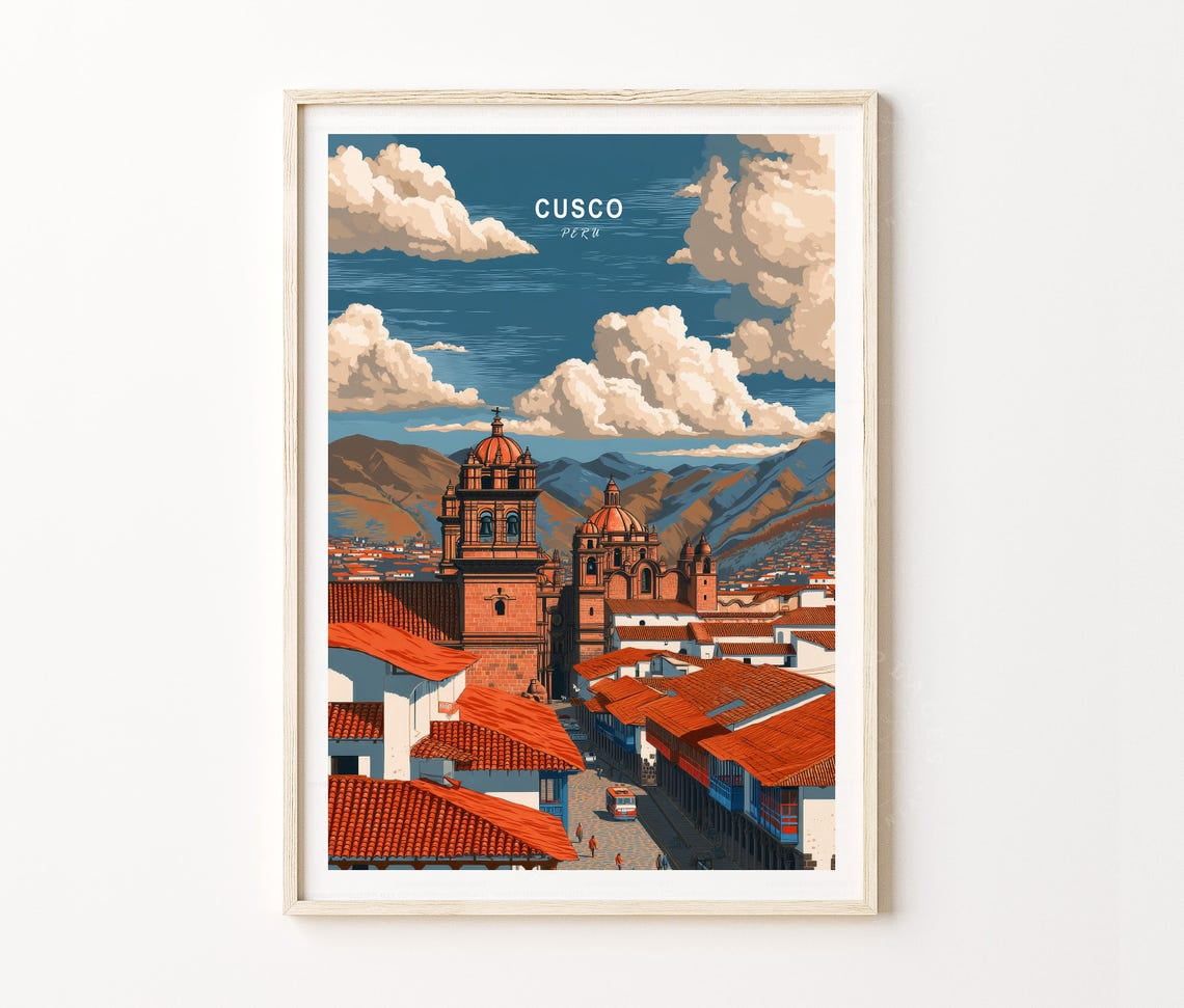 Cusco Peru historic Old Town Andes Mountains City Wall Art, Unframed ...