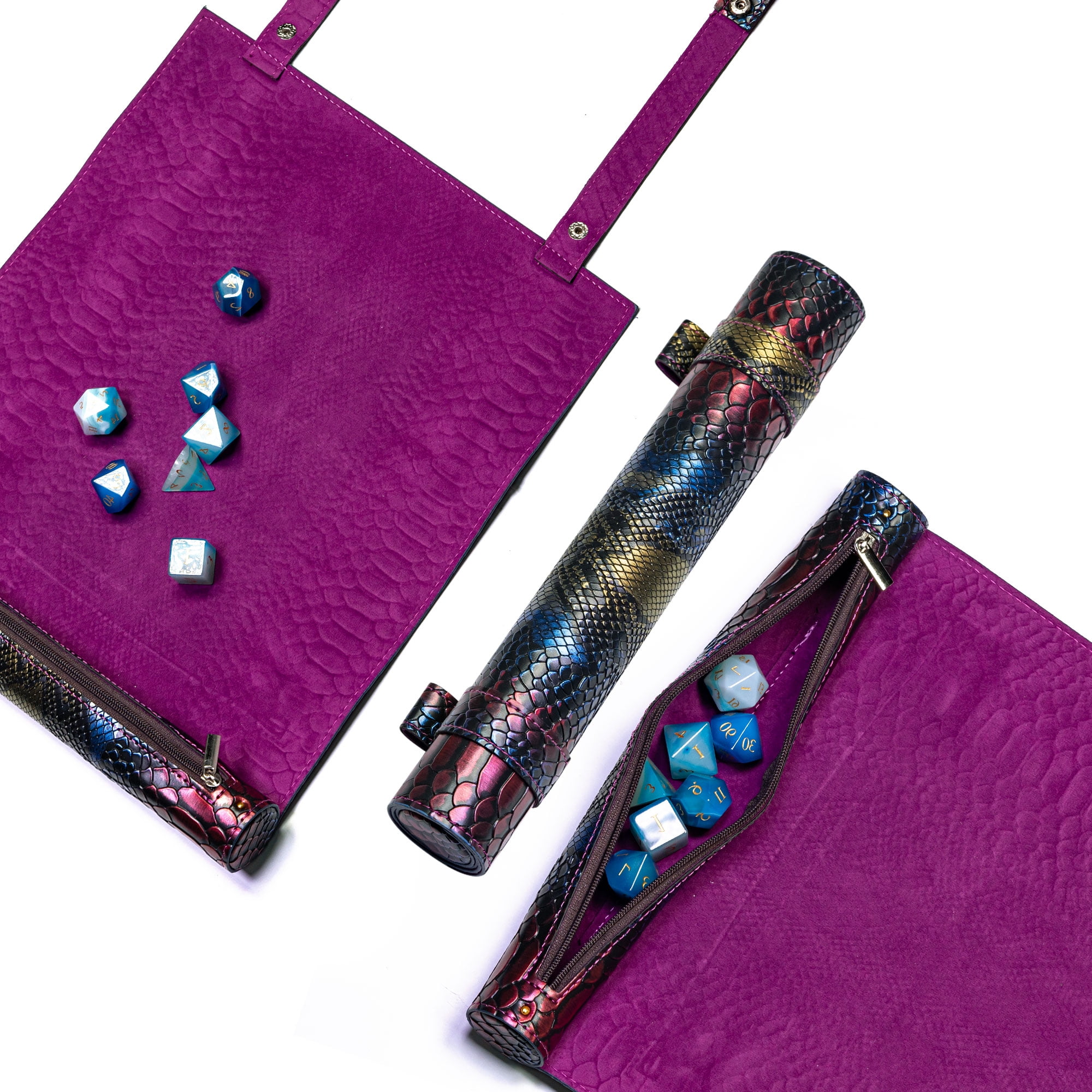 Cusdie 2 in 1 Dice Rolling Mat & Zippered Dice Holder Dice Tray ...