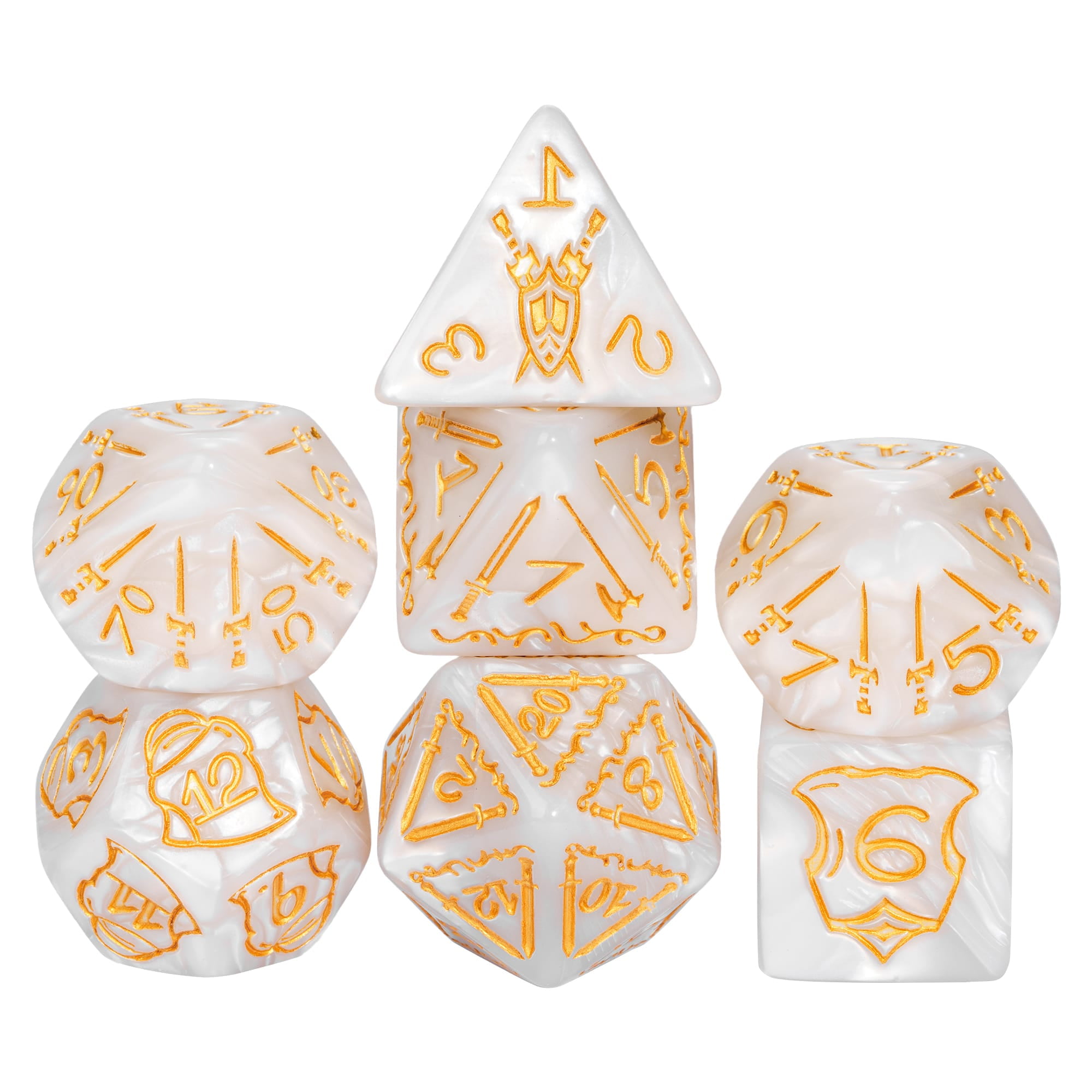 Cusdie 7-Die 25mm Giant DND Dice, Shield&Sword Pattern Polyhedral Dice ...
