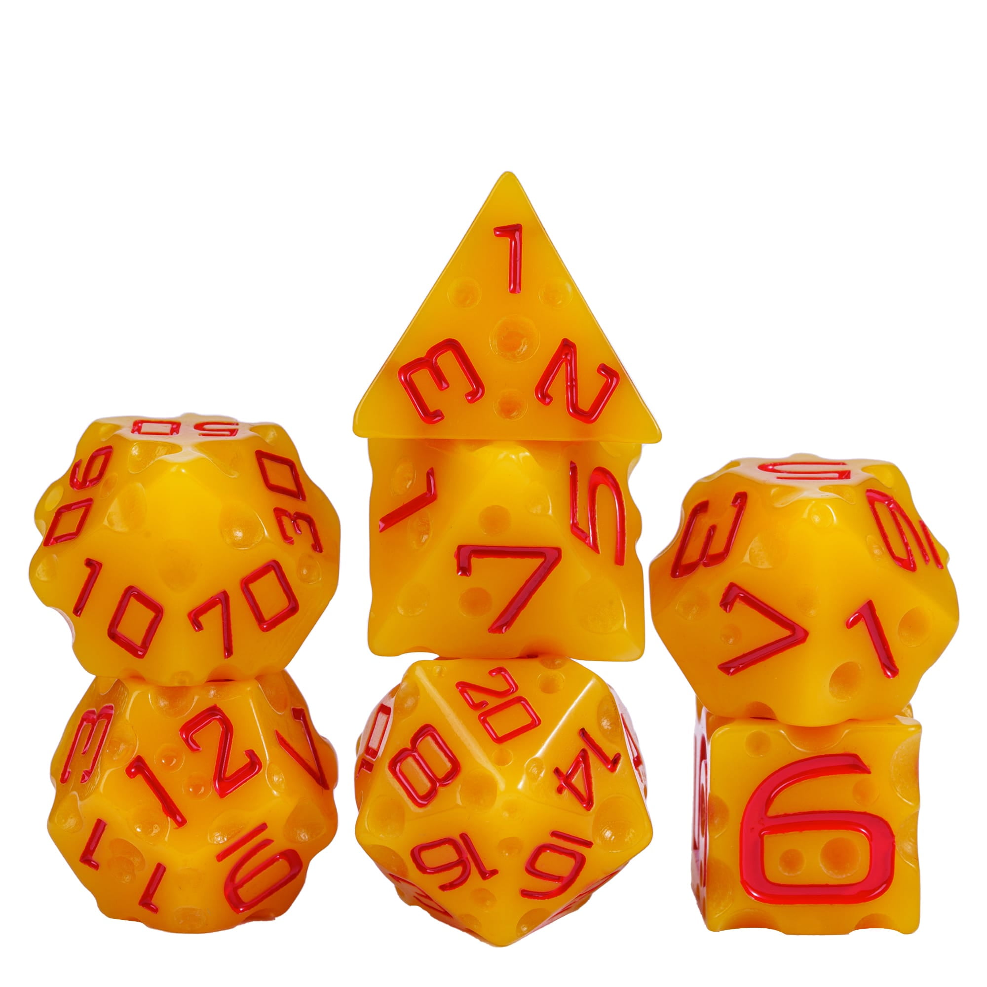 cusdie Cheese Dice Set, 7-Die Polyhedral Resin Dice for RPGs, DND ...