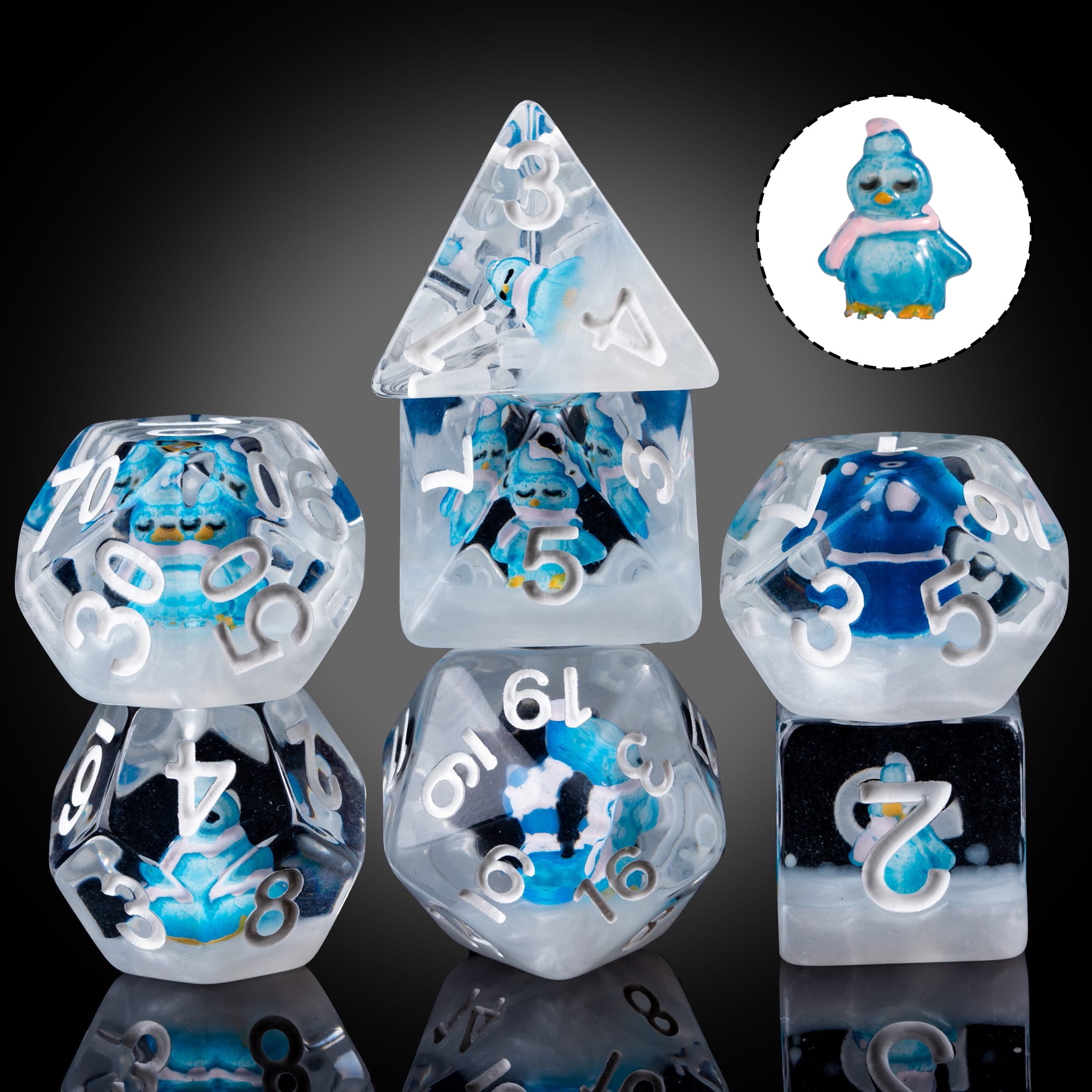 Cusdie 7-Die DND Dice, Polyhedral Dice Set Filled with Animal, for Role ...
