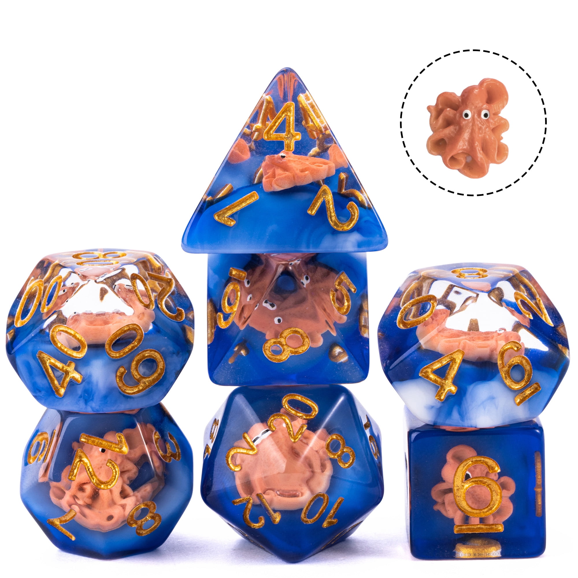 Cusdie 7-Die DND Dice, Polyhedral Dice Set Filled with Animal, for Role ...