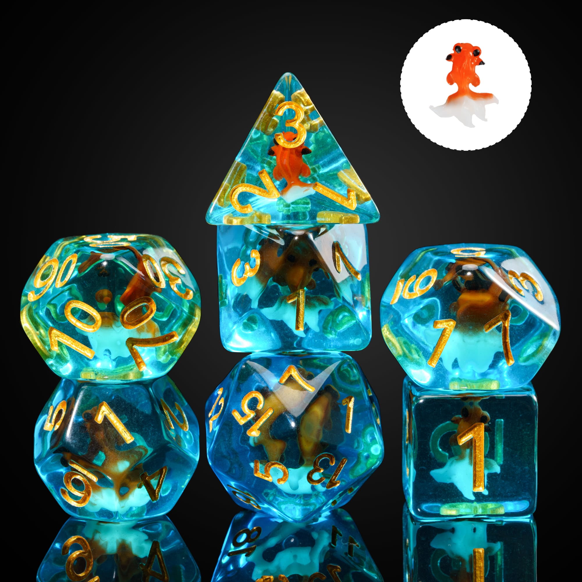 Cusdie 7-Die DND Dice, Polyhedral Dice Set Filled with Animal, for Role ...