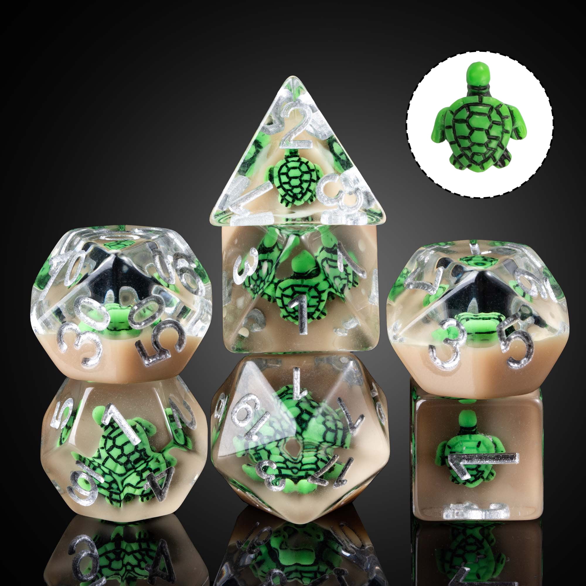 Cusdie 7-Die DND Dice, Polyhedral Dice Set Filled with Animal, for Role ...