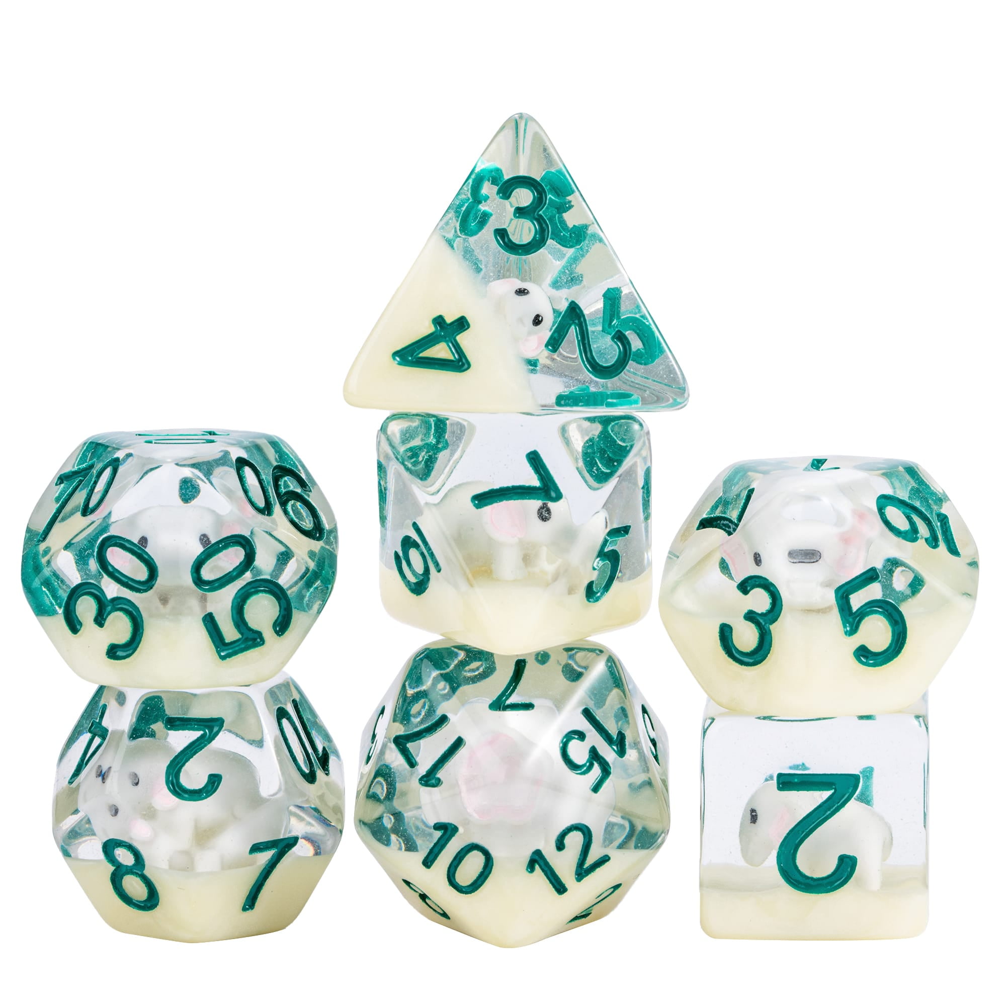 Cusdie 7-Die DND Dice, Polyhedral Dice Set Filled with Animal, for Role ...