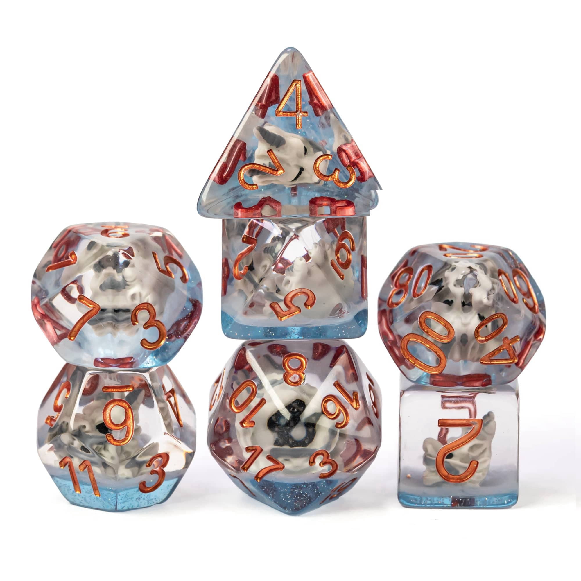 Cusdie 7-Die DND Dice, Polyhedral Dice Set Filled with Dragon Head for ...