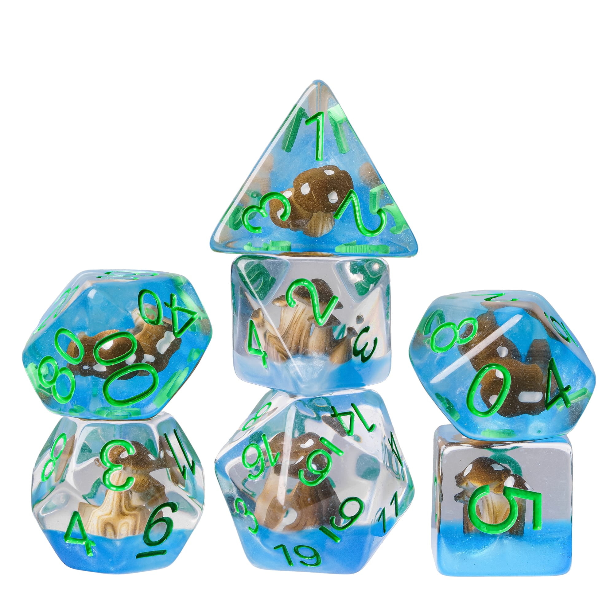 Cusdie 7-Die DND Dice, Polyhedral Dice Set Filled with Mushroom, for ...