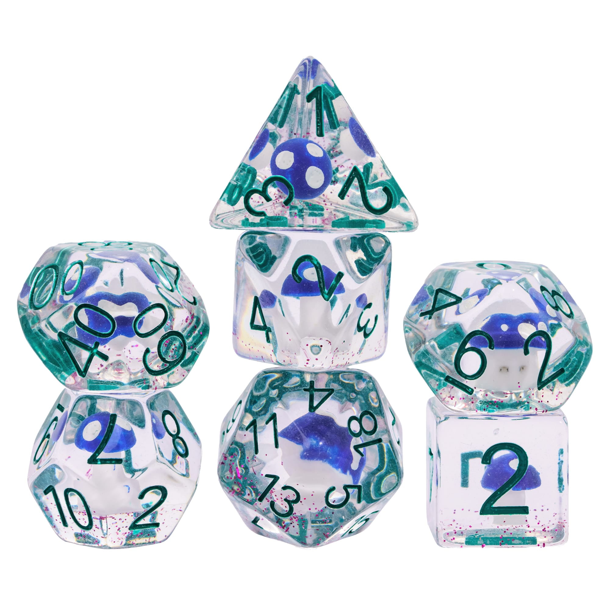 Cusdie 7-Die DND Dice, Polyhedral Dice Set Filled with Mushroom, for ...