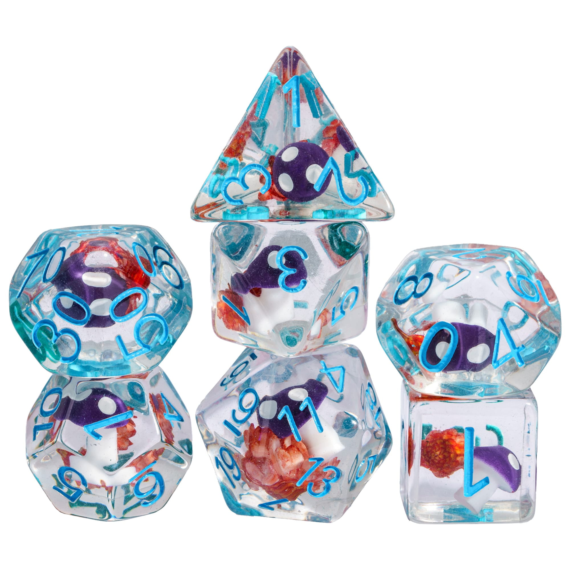 Cusdie 7-Die DND Dice, Polyhedral Dice Set Filled with Mushroom, for ...