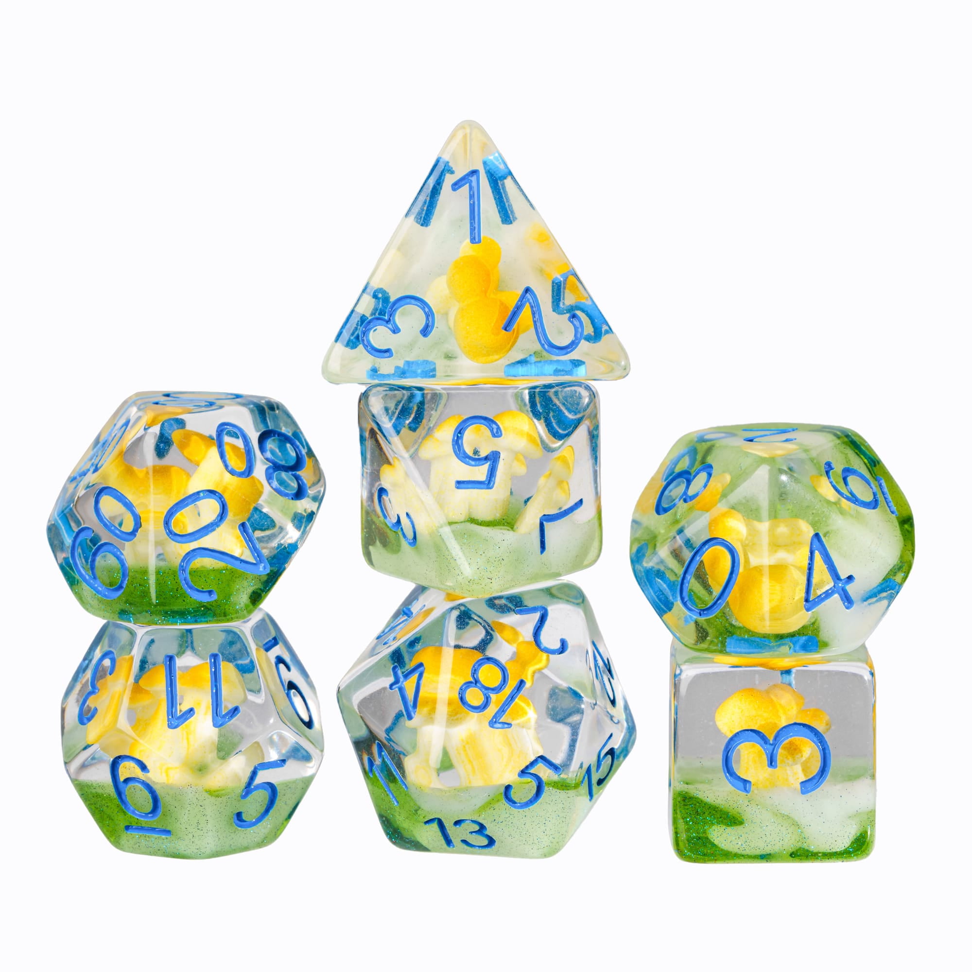 Cusdie 7-Die DND Dice, Polyhedral Dice Set Filled with Mushroom, for ...
