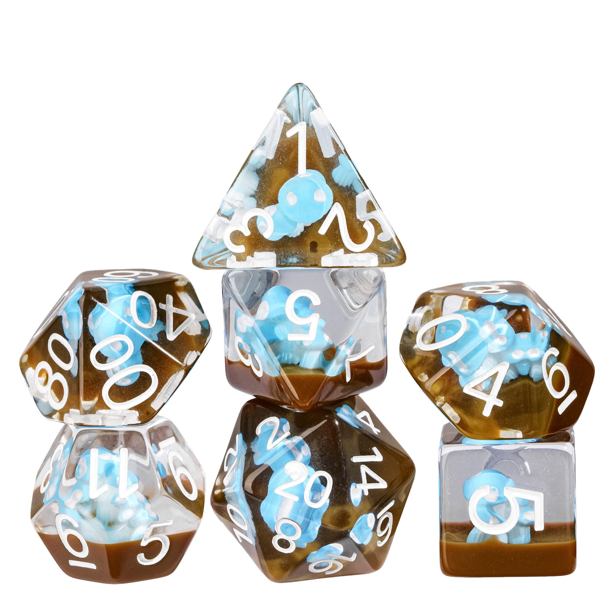 Cusdie 7-Die DND Dice, Polyhedral Dice Set Filled with Mushroom, for ...
