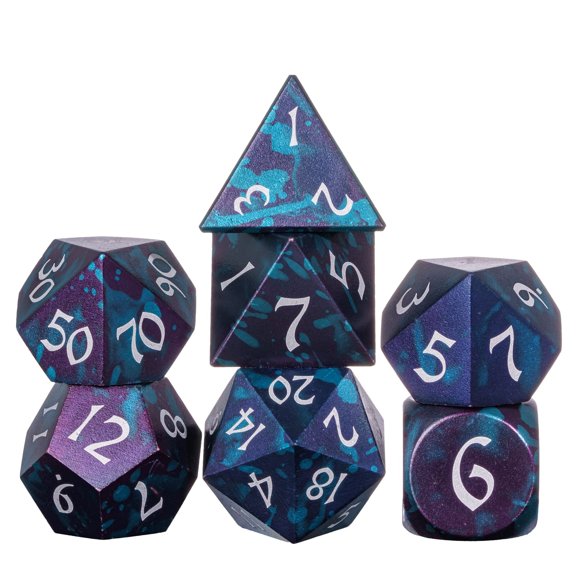 Cusdie 7-Die DND Dice Set - Premium Aluminum Metal Dice Polyhedral D&D ...