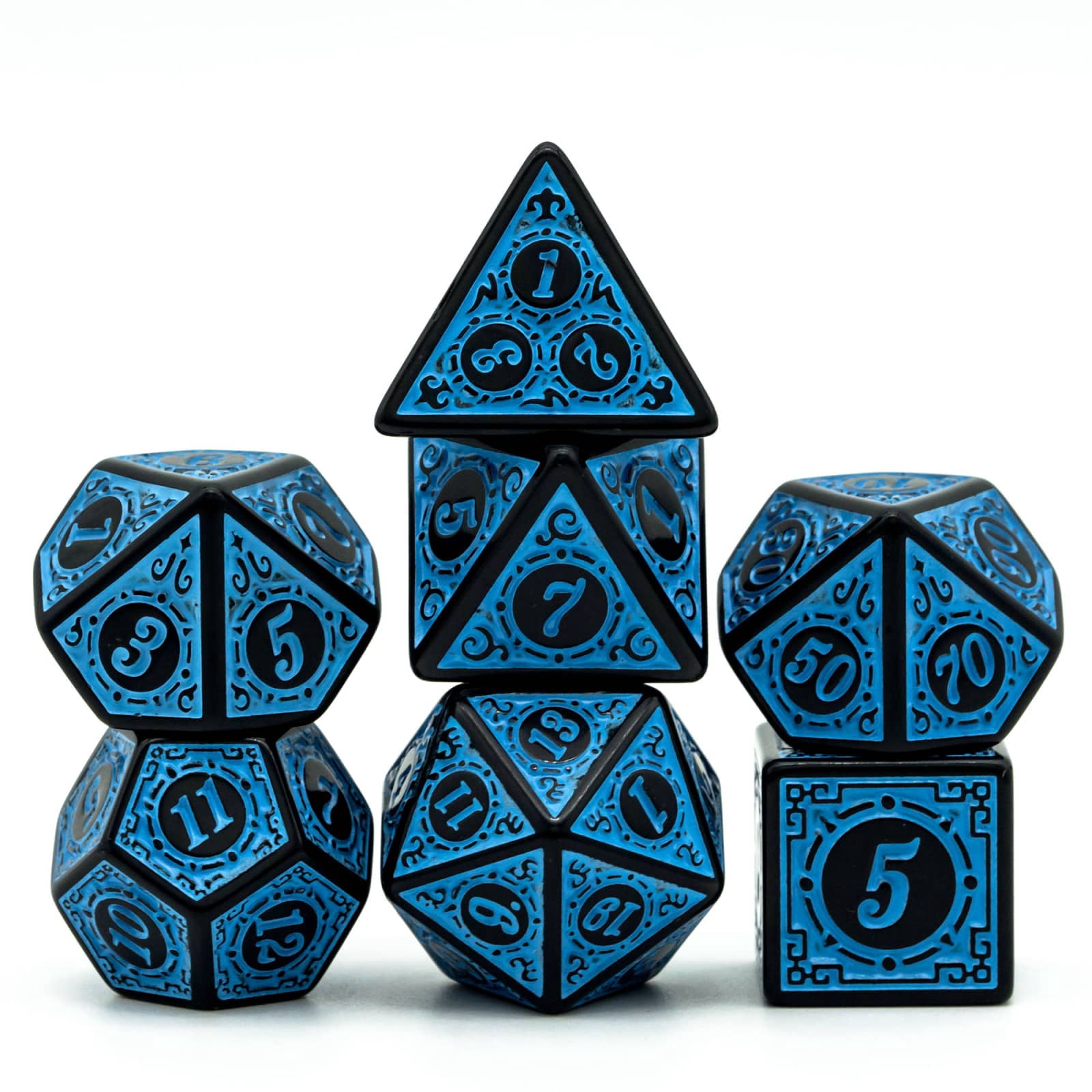 Cusdie 7-Die DND Dice with Carved Pattern D&D Dice Set Acrylic ...