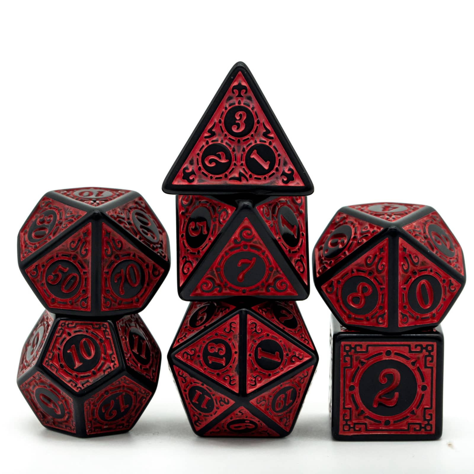 Cusdie 7-Die DND Dice with Carved Pattern D&D Dice Set Acrylic ...
