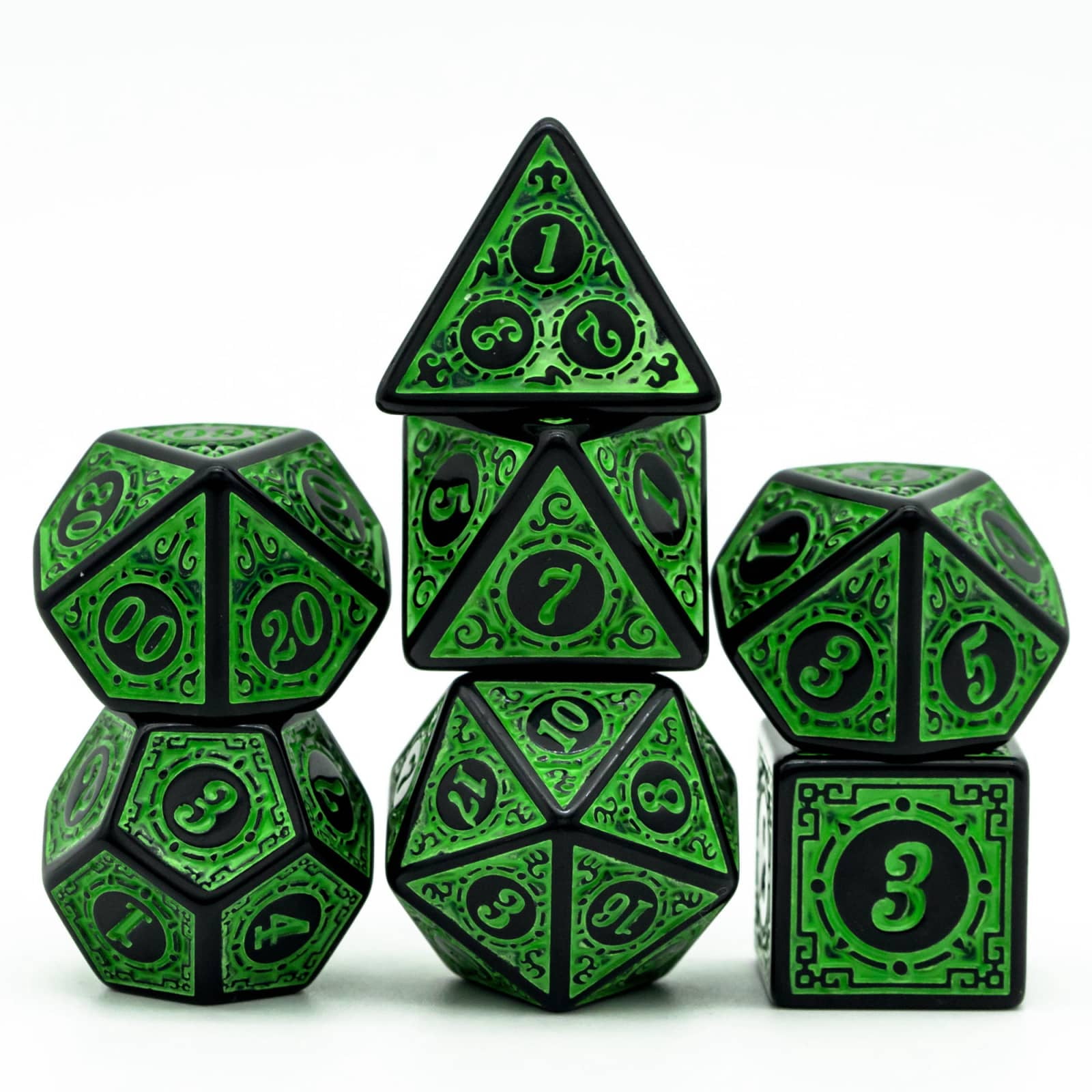 Cusdie 7-Die DND Dice with Carved Pattern D&D Dice Set Acrylic ...